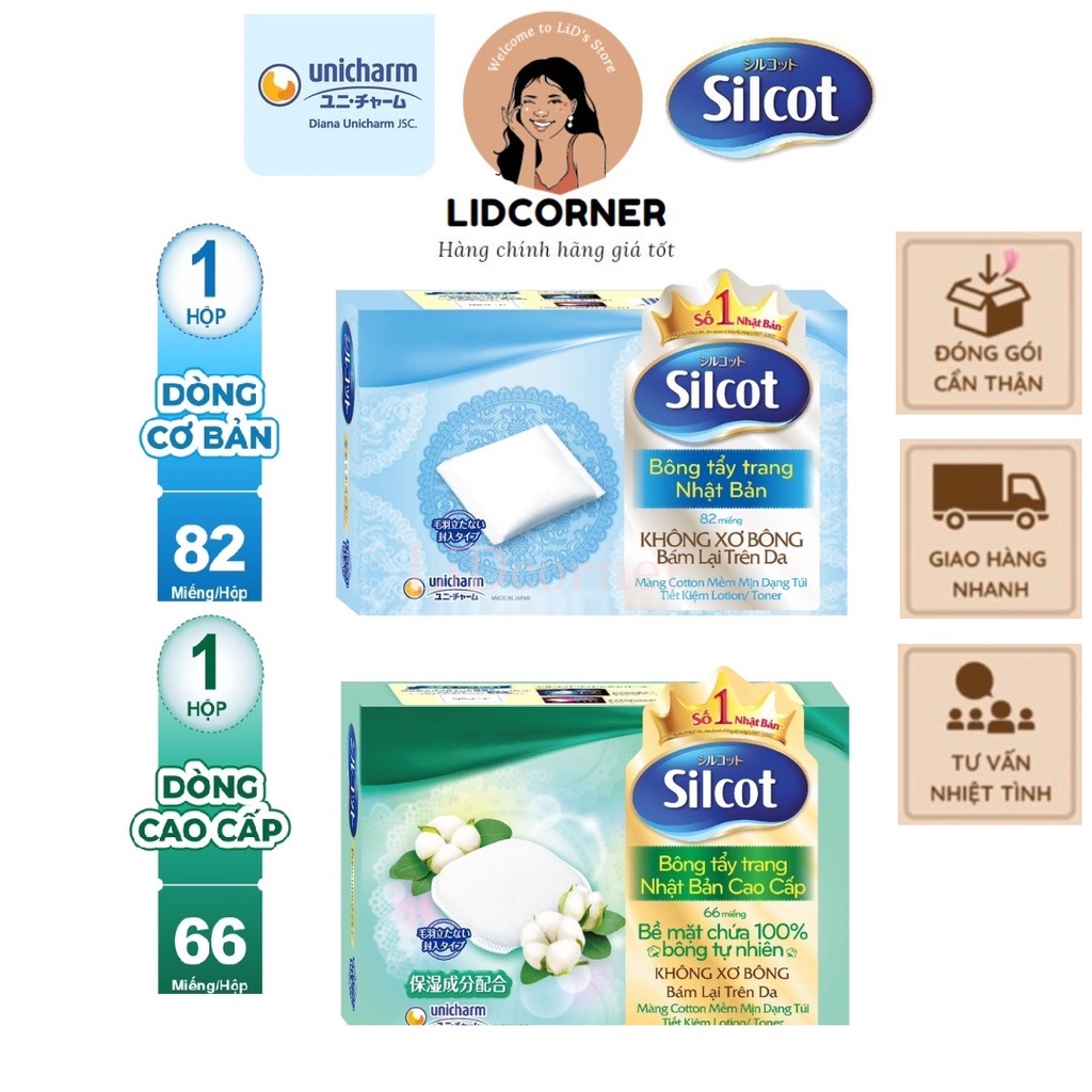 Bông tẩy trang Silcot 82 miếng/hộp, Silcot Premium 66 miếng/hộp ...