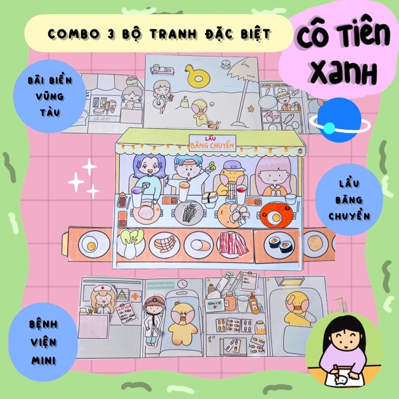 Combo 3 Bộ Tranh Đồ Chơi Giấy Cô Tiên Xanh Đặc Biệt | Shopee Việt Nam