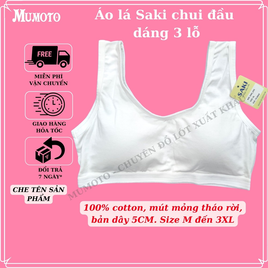 Áo ngực học sinh có mút chui đầu cotton dáng áo bra có mút ngực tháo rời có bigsize lên đến 75kg ...
