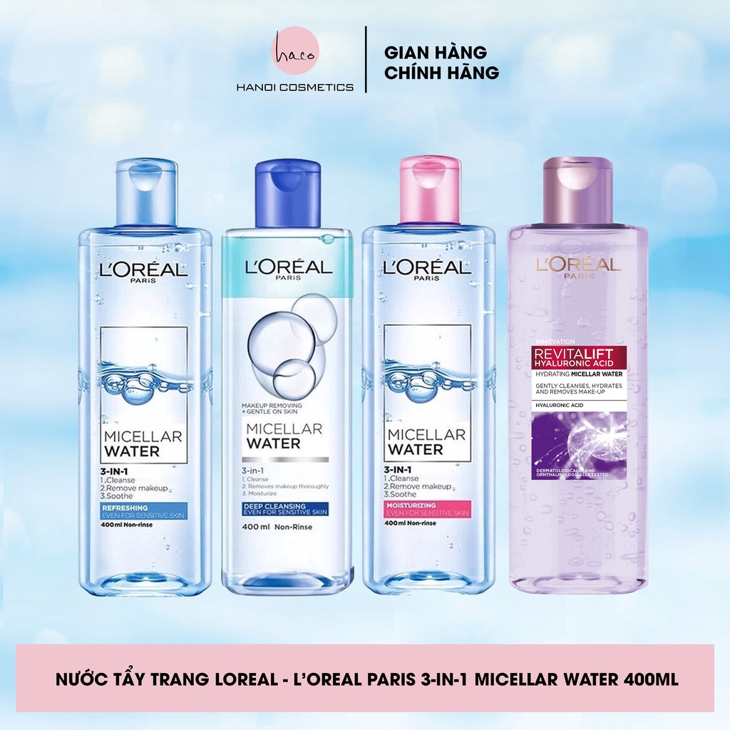 Nước tẩy trang L'Oreal Paris 3-in-1 Micellar Water 400ml | Shopee Việt Nam