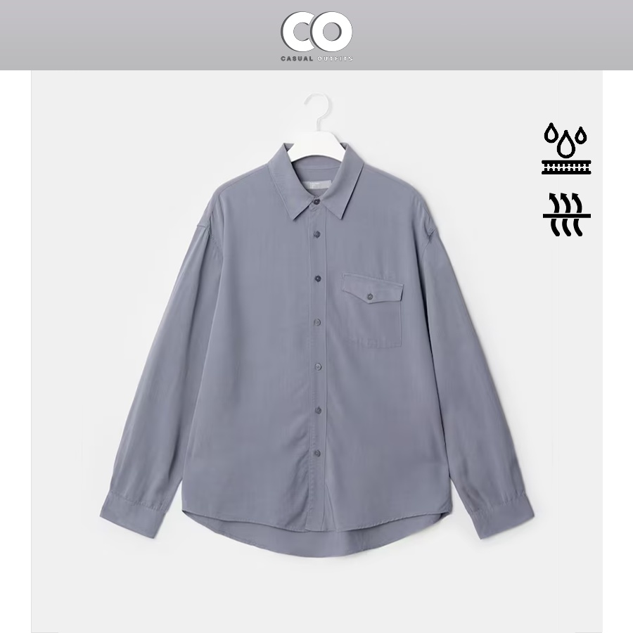 [CHÍNH HÃNG] Áo sơ mi tay dài có túi gài 8seconds form oversize | Shopee Việt Nam