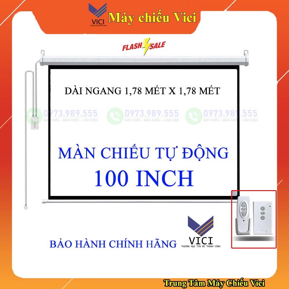 Màn Chiếu Điện 100inch ( 1m78 x 1m78) chất liệu màn trắng PVC sơn đăc ...