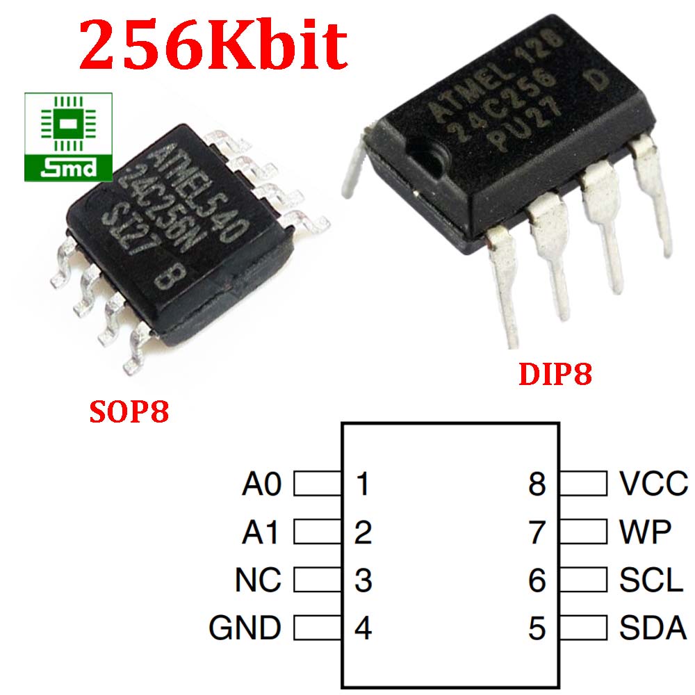 IC EEPROM AT24C02, AT24C08, AT24C32, AT24C64, AT24C256, AT24C512, 93C46, 93C66 | Shopee Việt Nam