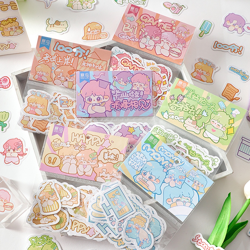 Bộ 40 Sticker Hoạt Hình Xinh Xắn Dùng Trong Trang Trí | Shopee Việt Nam