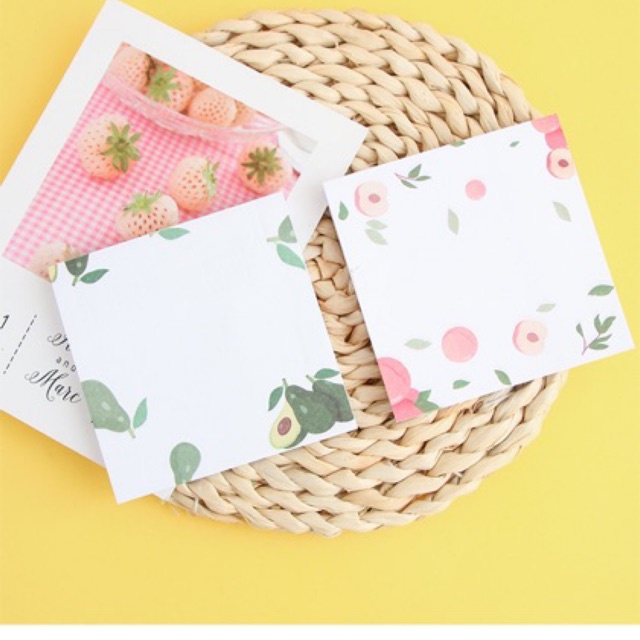 Sticky note 80 tờ hình trái bơ, đào cute 8x8cm | Shopee Việt Nam