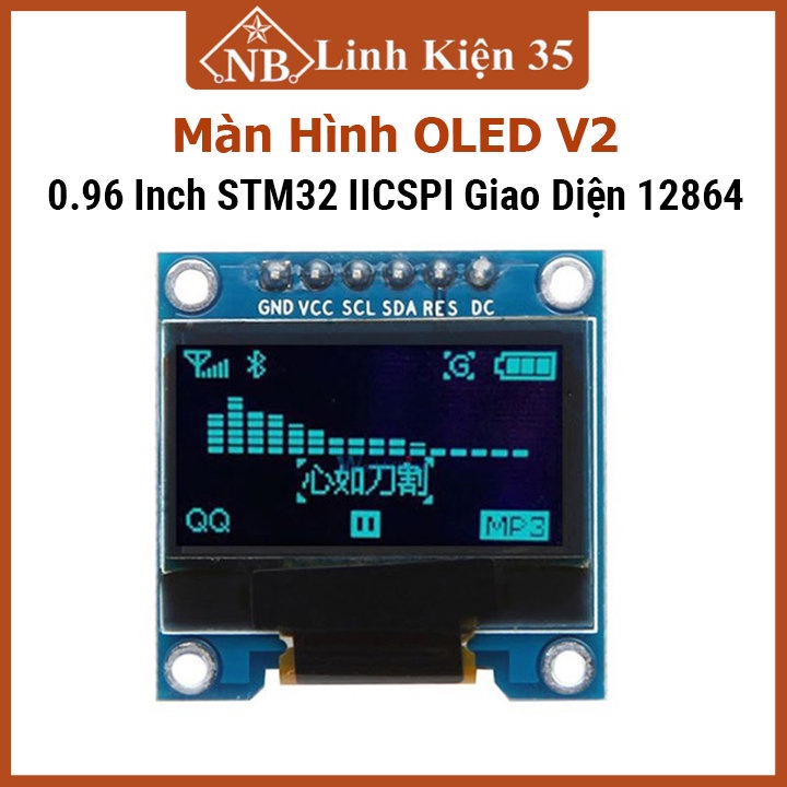 Màn hình OLED V2 0.96 inch STM32 IIC/SPI giao diện 12864, độ sáng tốt, không cần đèn nền, tiết ...