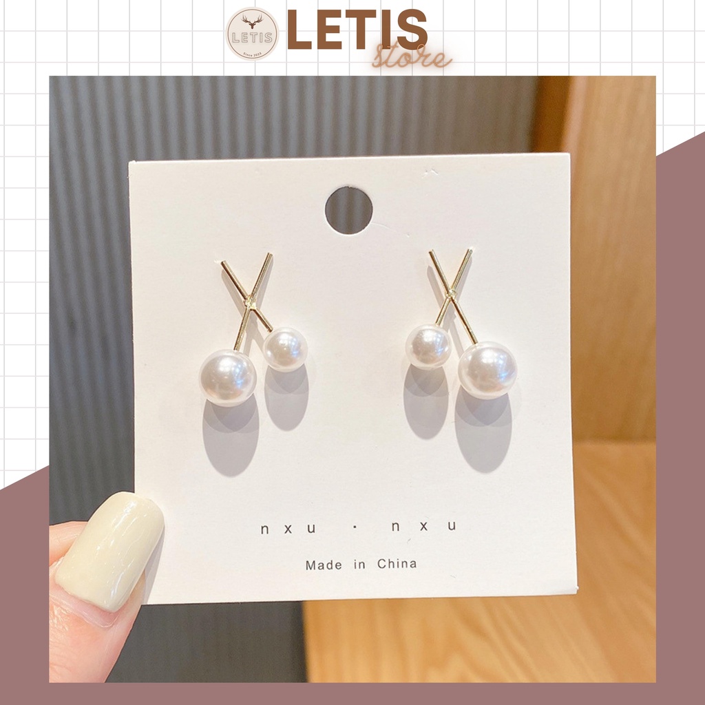 [Freeship + Tặng quà] Khuyên tai hợp kim cao cấp LETIS KT64, bông tai ...