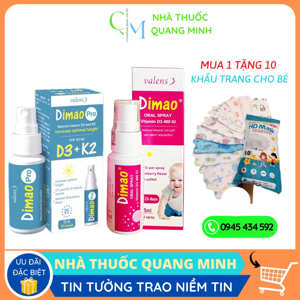 Dimao-Dimao Pro - bổ sung d3 k2 dạng xịt, tăng cường hấp thu canxi ...