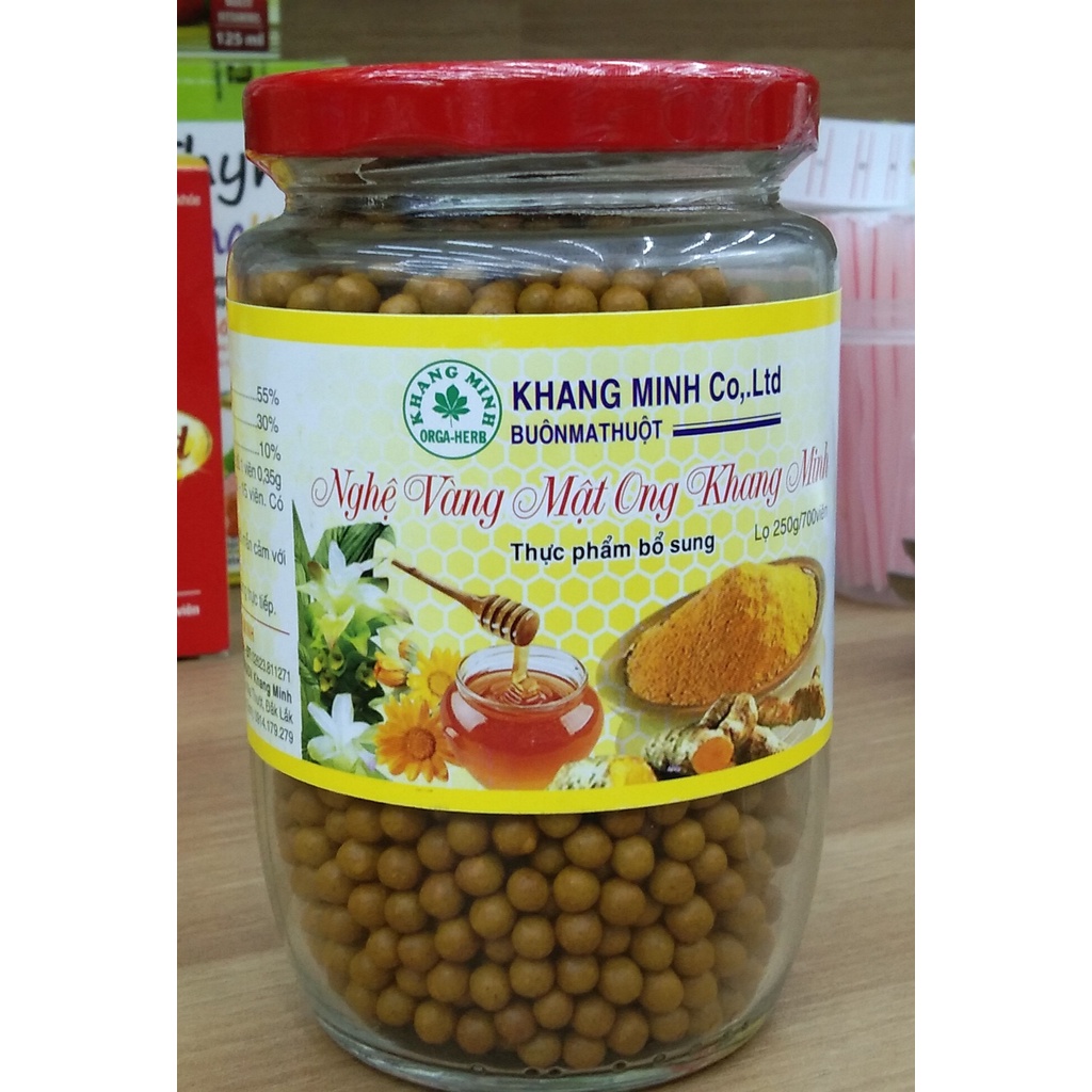 Viên uống nghệ vàng, mật ong bảo vệ dạ dày, giảm ợ hơi, ợ chua Hoàn Nghệ vàng Khang Minh 250gr ...