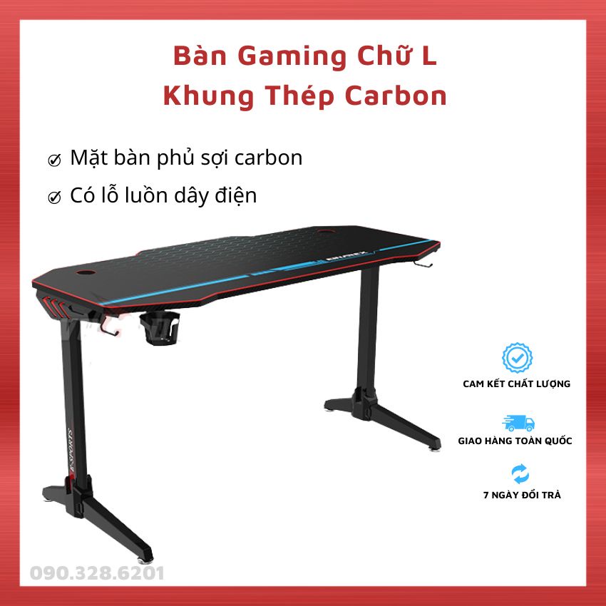 Bàn Gaming Chữ L 140x60cm Khung Thép Carbon, Bàn Làm Việc Đa Năng Cao ...