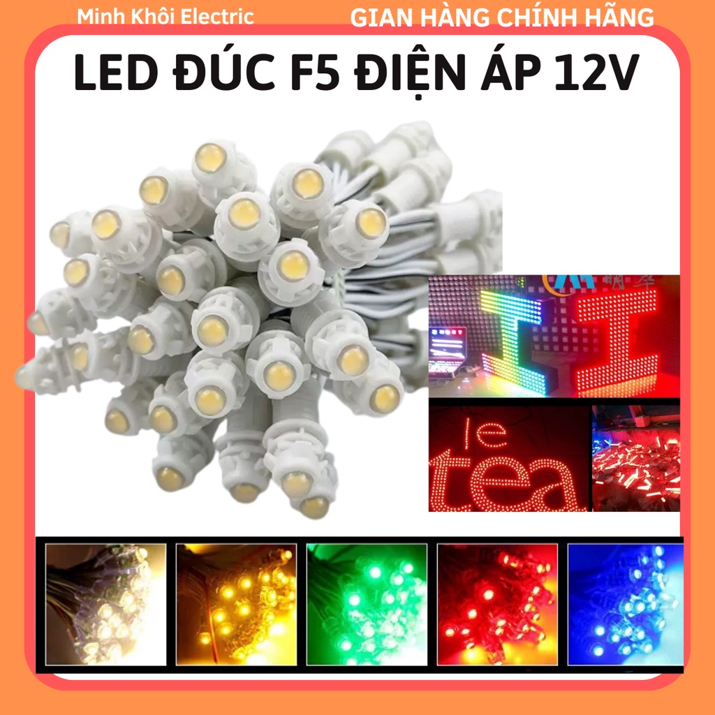 Đèn Led Đúc F5 12V Đế 8mm Chông Nước Làm Biển Quảng Cáo Combo 50 Bóng ...