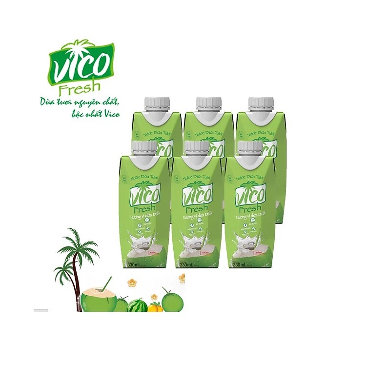 Combo 6 Hộp Nước Dừa Vico Fresh 330ml - Vị Dứa | Shopee Việt Nam