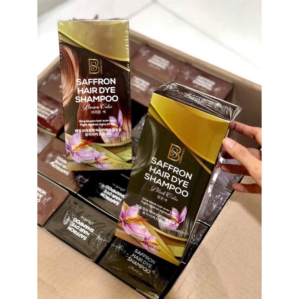 SAFFRON HAIR DYE SHAMPOO- Dầu phủ b.ạc tinh chất saffron chai 500ml | Shopee Việt Nam