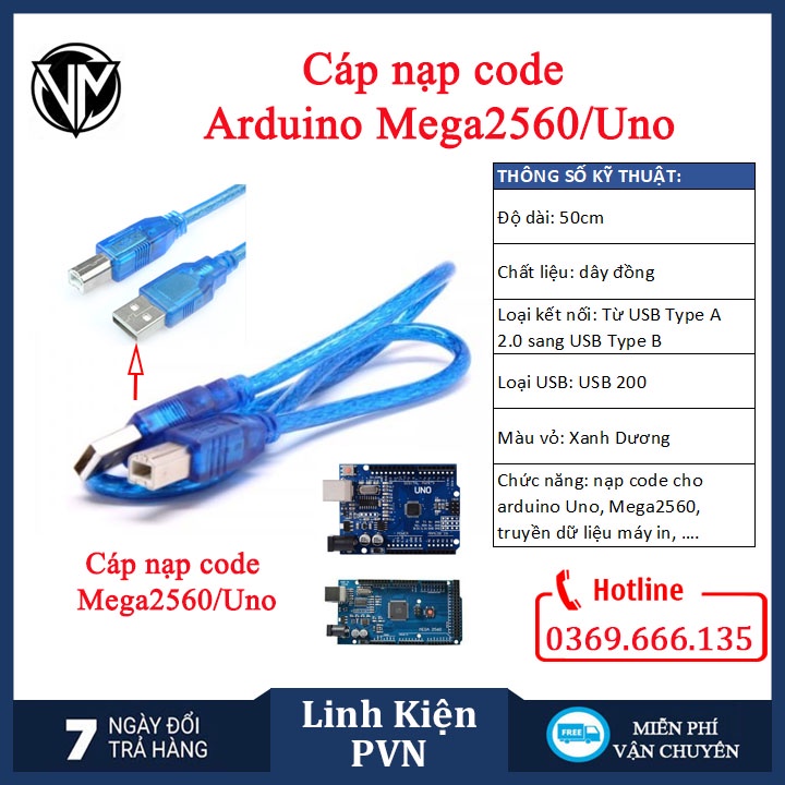 Dây Cáp Nạp code Arduino R3 / Mega2560/ Nano (Cáp Mini USB - USB 2.0 ...