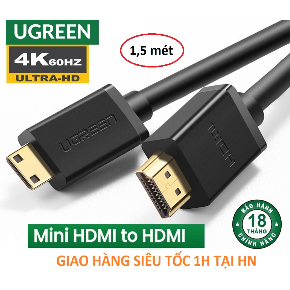 Cáp Mini HDMI to HDMI 2.0 Dài 1,5 mét Ugreen 11167 (độ phân giải 4K ...
