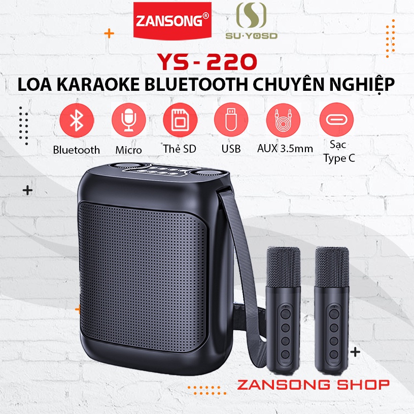 Loa Bluetooth Mini Ys 220 Zansong Kèm Loa Trợ Giảng Công Xuất Khủng - Tặng kèm 2 mic | Shopee ...