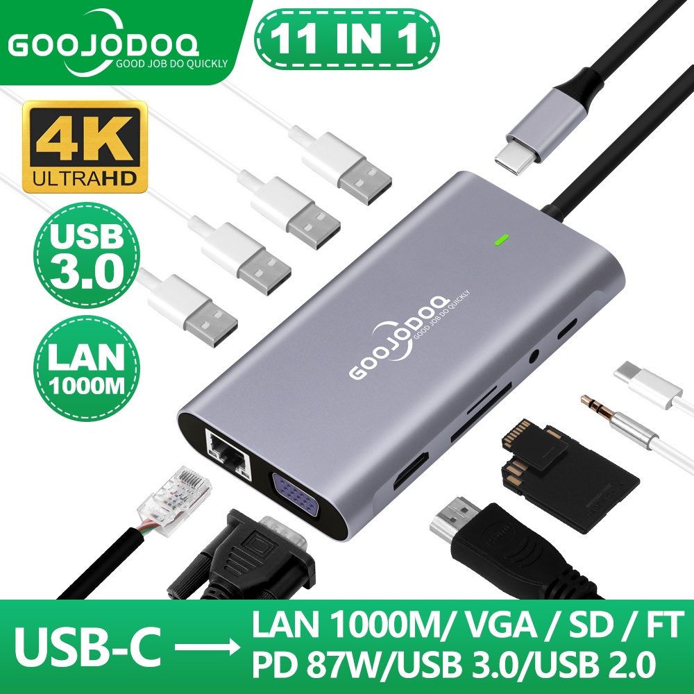 GOOJODOQ 11 Trong 1 Nhiều USB C HUB Đế Cắm Laptop cho Dell HP MacBook ...