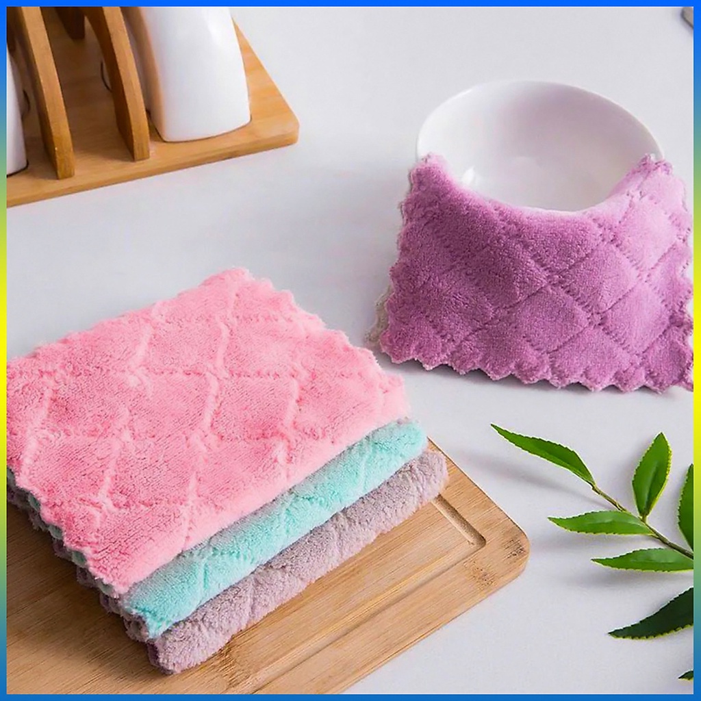 Set 10 Khăn lau bếp đa năng 2 mặt (Size 15x25) - Khăn Rửa bát, Lau Bàn ...