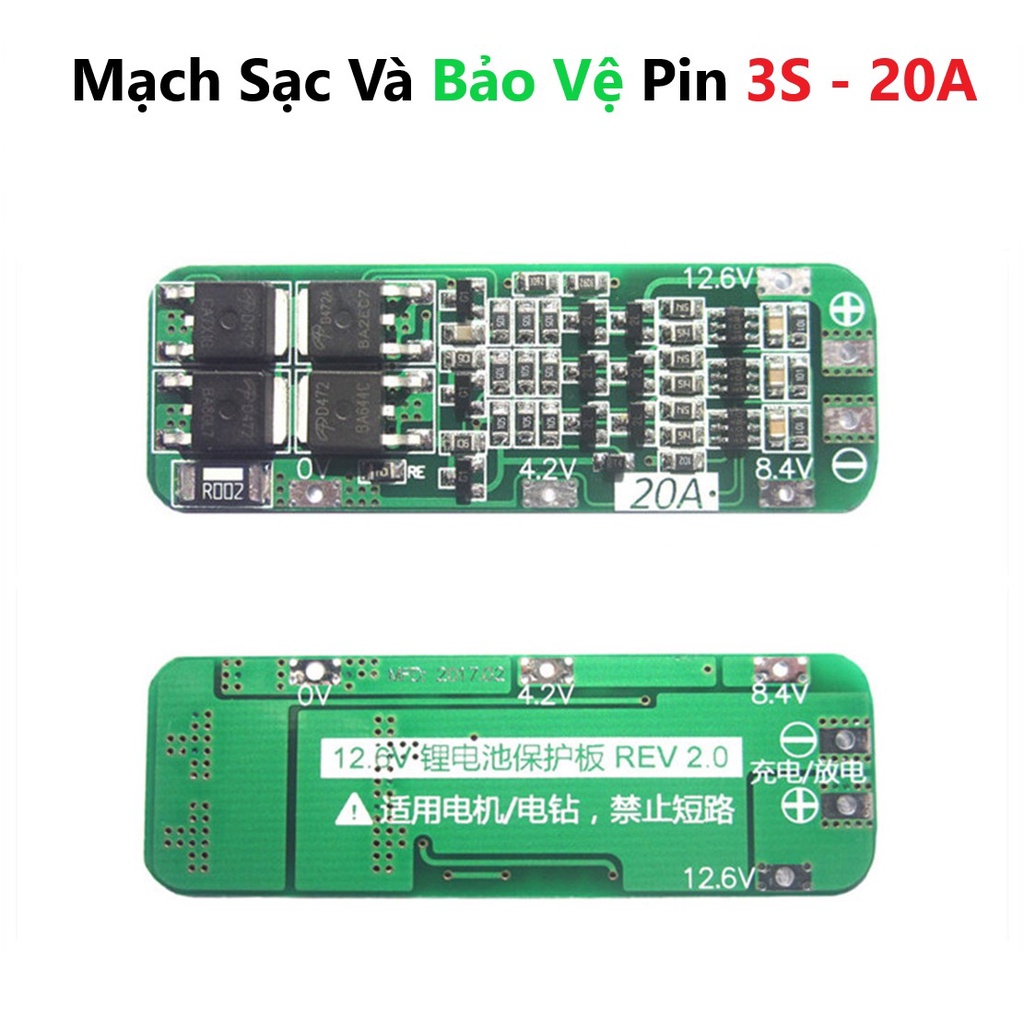 Mạch Sạc Pin 3S 12V-20A Sạc cân bằng và bảo vệ pin 18650 3.7v (có chức ...