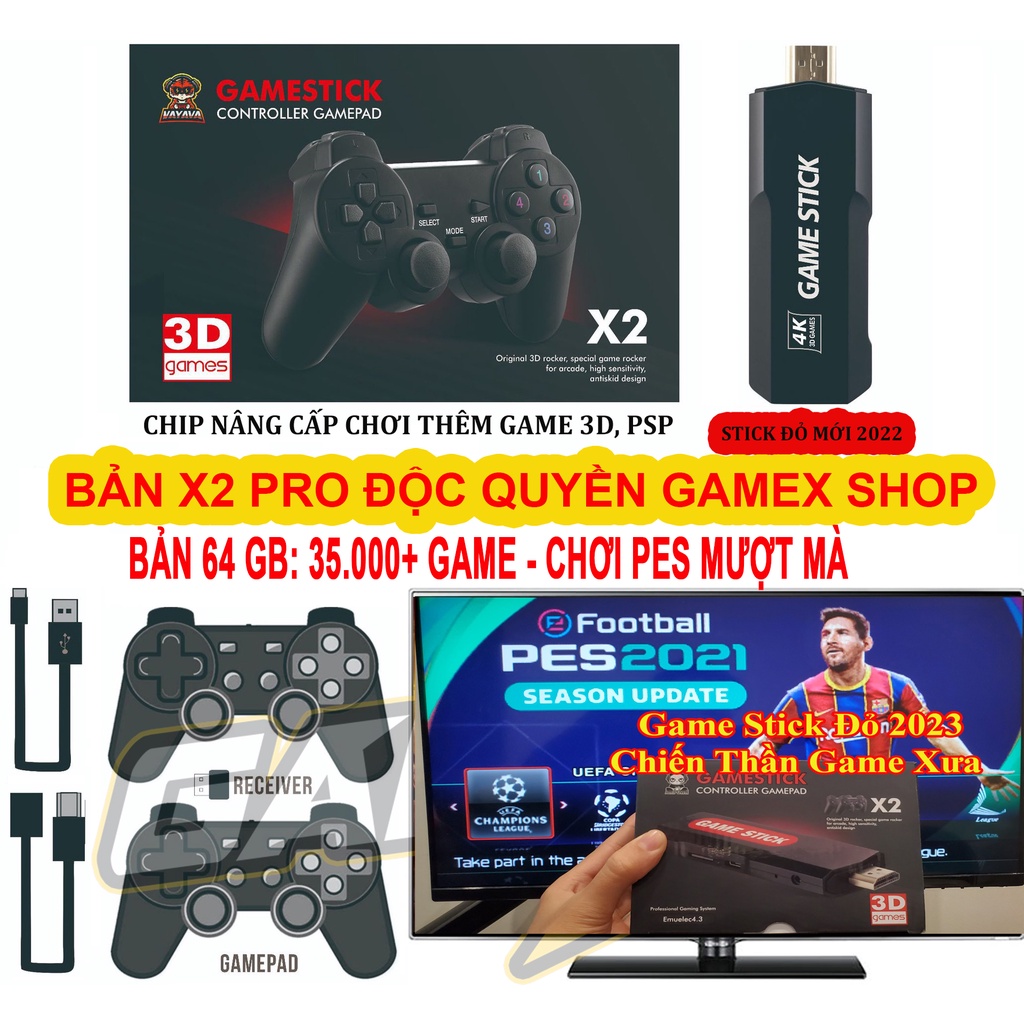 [Chính Hãng] Game Stick 4k Đỏ X2Pro Mới, 41000+ game psp, ps1, 3d,... máy chơi game cầm tay 4 ...