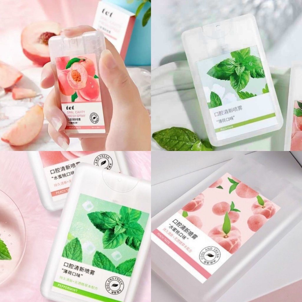 Xịt thơm miệng Heyxi 20ml Vị đào và bạc hà kháng khuẩn thơm mát ...