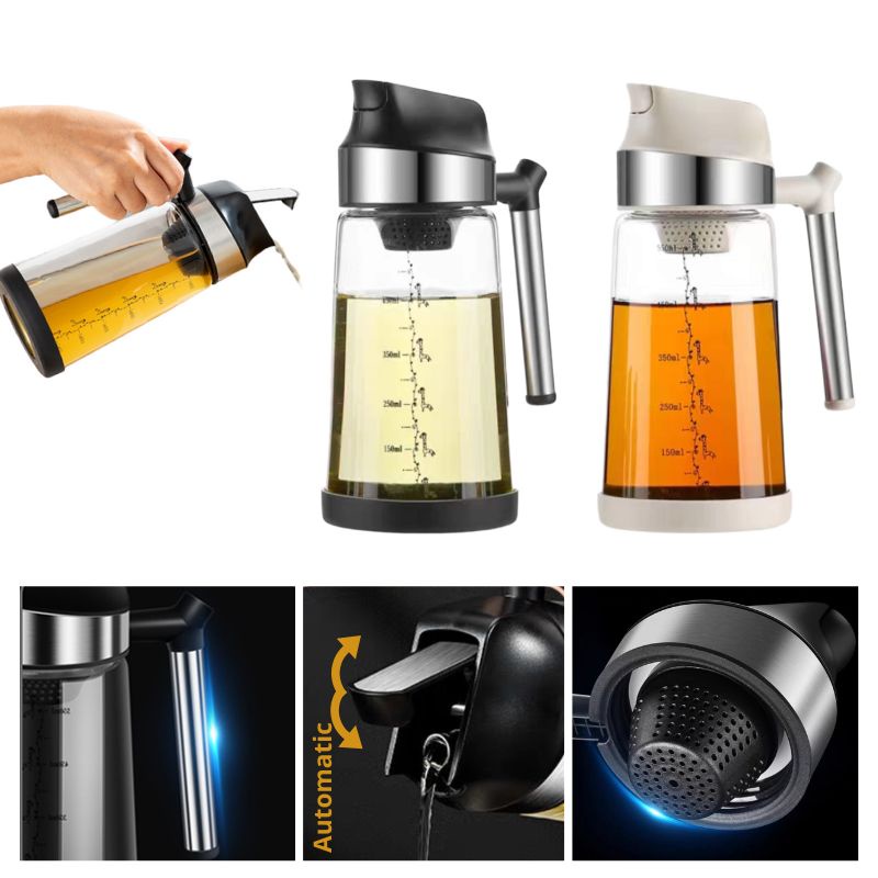 Bình đựng dầu ăn gia vị nước mắm tự mở nắp khi rót SDA77 phối INOX kèm ...