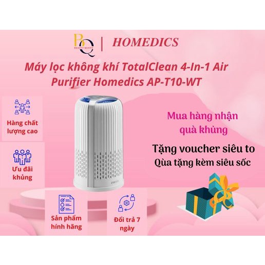 Máy lọc không khí TotalClean 4-In-1 Air Purifier Homedics AP-T10-WT,hàng chính hãng bảo hành 24 ...