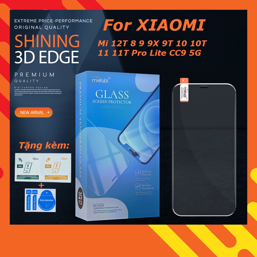 Kính cường lực cho Xiaomi Mi 12T 8 9 9X 9T 10 10T 11 11T Pro Lite CC9 5G trong suốt Mietubl 9H ...