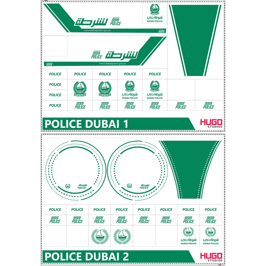 Hugo Studios Decal trượt nước Police Dubai tỉ lệ 1/64 chưa phủ clear ...