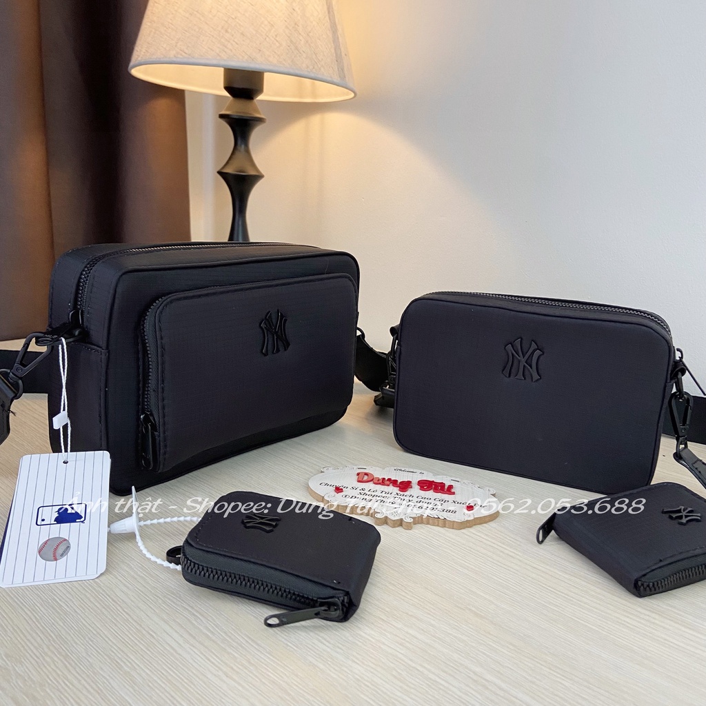 Túi NY basic đen mờ đeo chéo 1 ngăn và 2 ngăn kèm túi nhỏ nam nữ đều ...