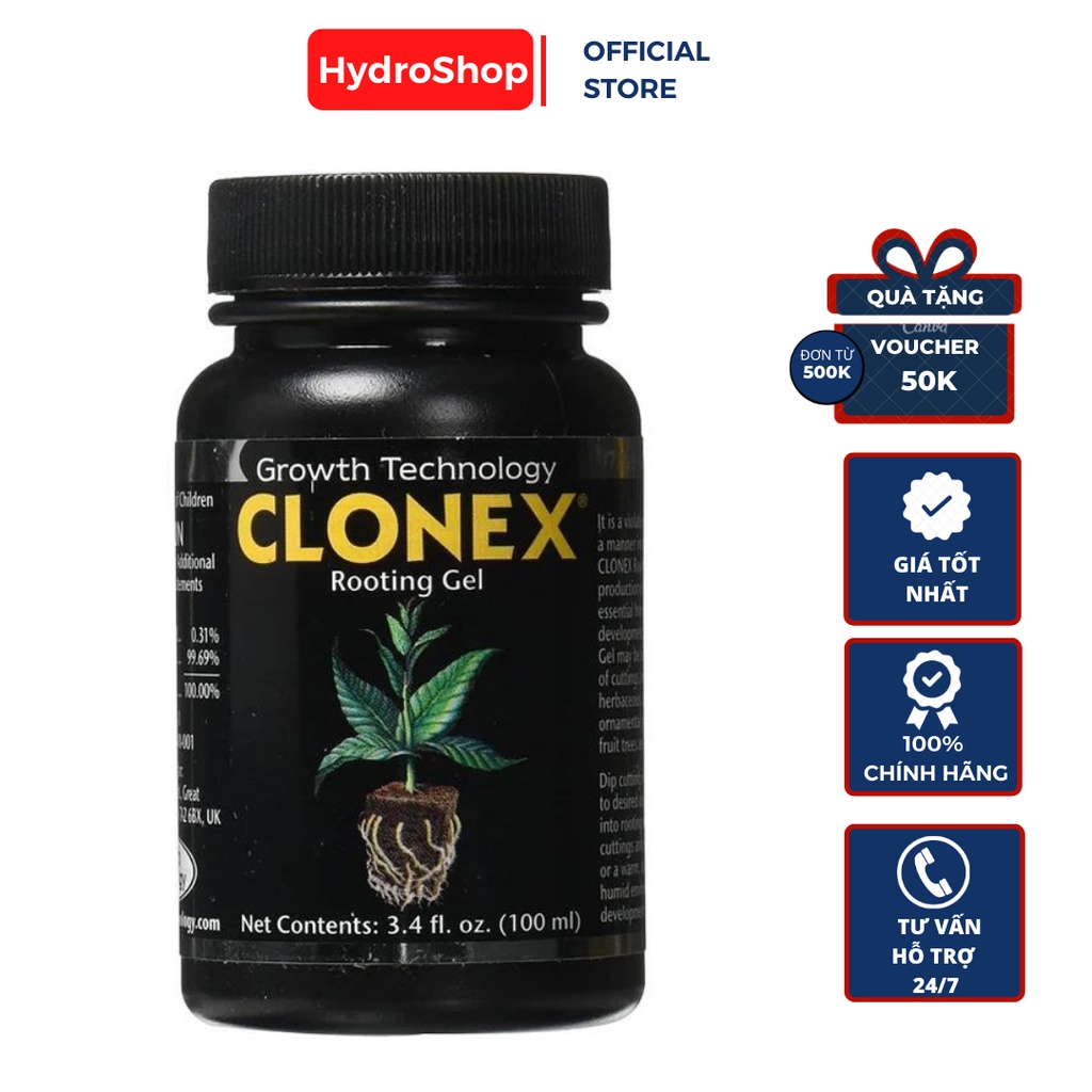Phân bón kích rễ Clonex chiết cành mau ra rễ 50ml, 100ml chính hãng HydroShop | Shopee Việt Nam
