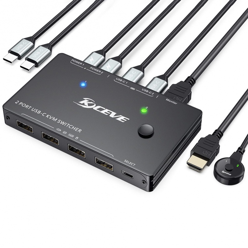 Usb Type C Kvm Switch 4k 60hz Usb C Switch For 2 Computers Share 1