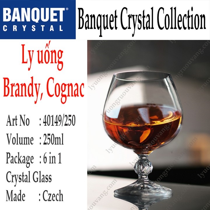 Bộ 6 ly pha lê uống brandy, Cognac 250 ml Tiệp khắc | Shopee Việt Nam
