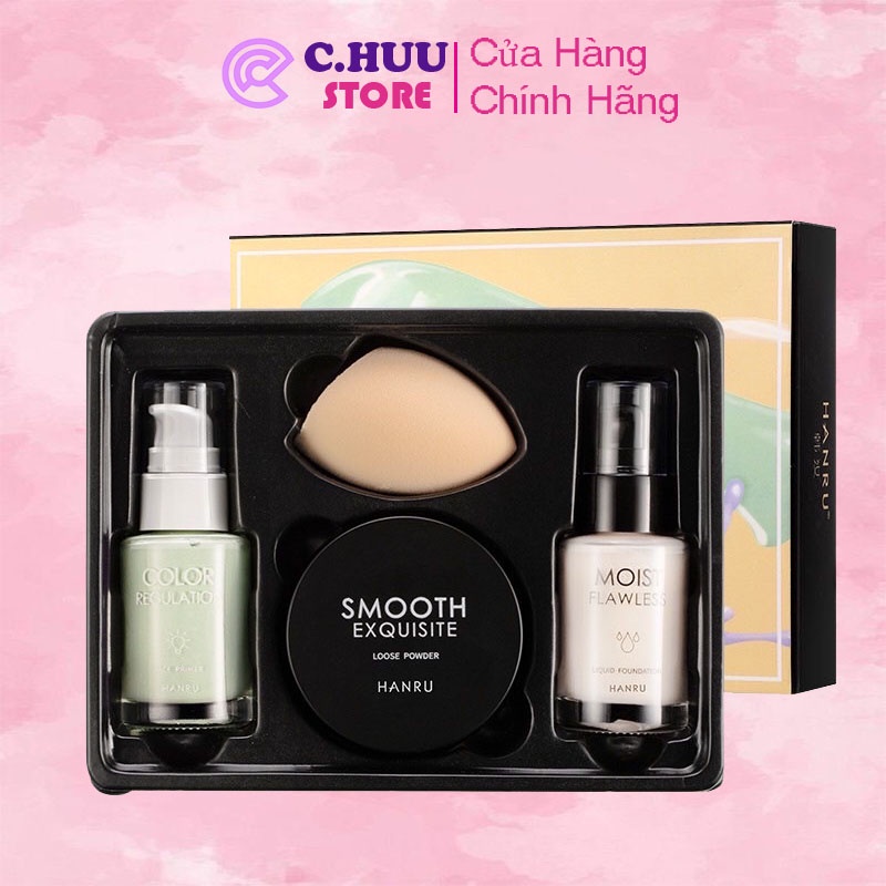 Bộ sản phẩm kem nền trang điểm HANRU gồm 4 món đa năng tiện dụng ...