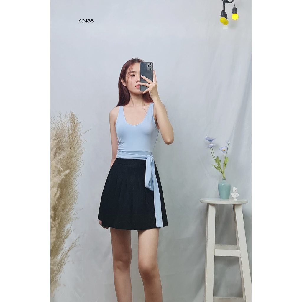 C0435 - Áo thun 2 dây bản to F21 croptop cột nơ eo | Shopee Việt Nam