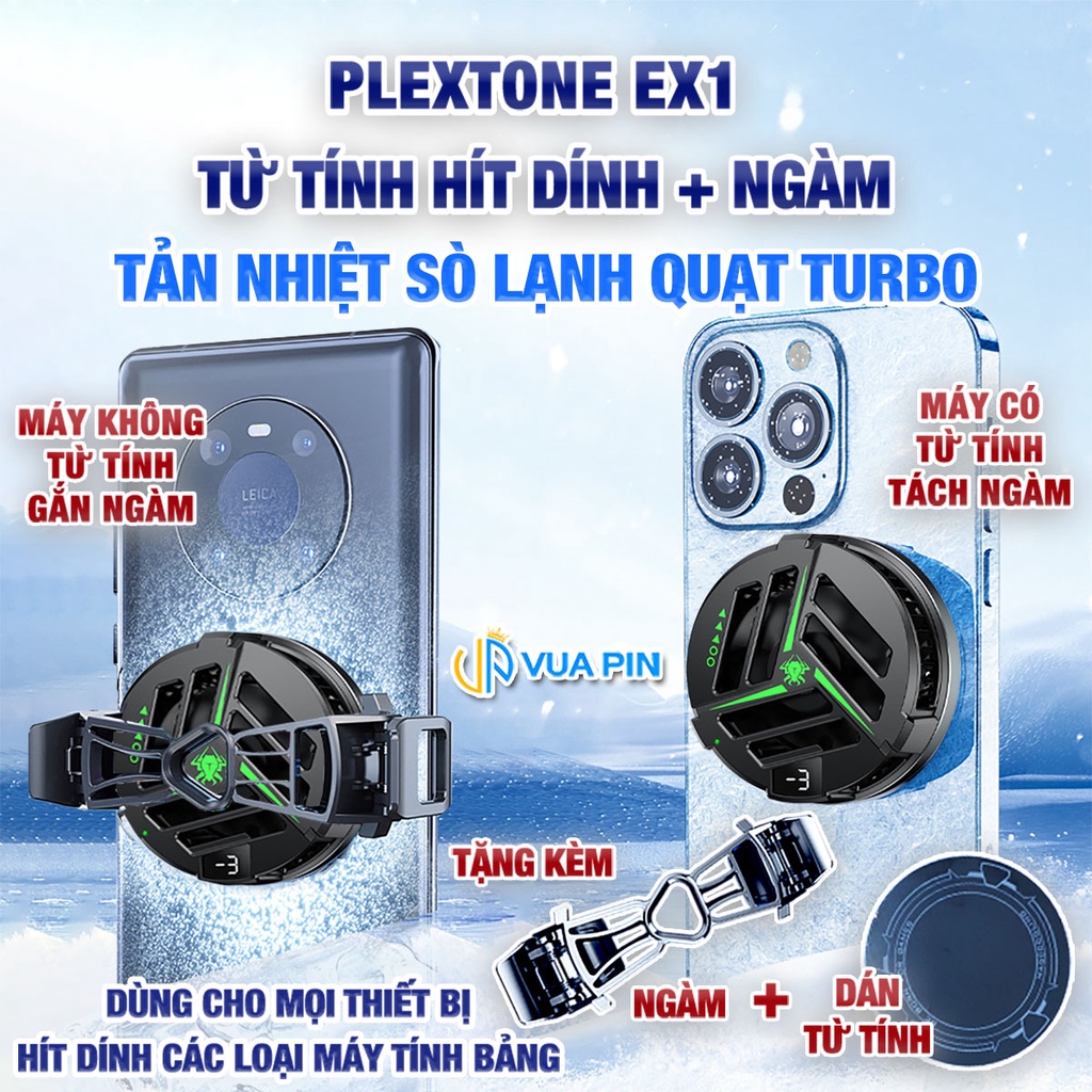 Quạt tản nhiệt điện thoại máy tính bảng ipad sò lạnh từ tính Plextone EX1 màn hình hiển thị ...