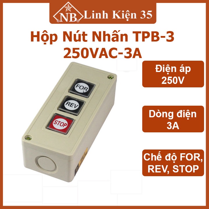 Hộp nút nhấn TPB-3 250VAC-3A, 3 nút chức năng: FOR, REV, STOP. | Shopee ...