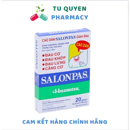 Salopas dán giảm đau, nhức mỏi, bong gân Hộp 20 miếng và Hộp 40 miếng ...