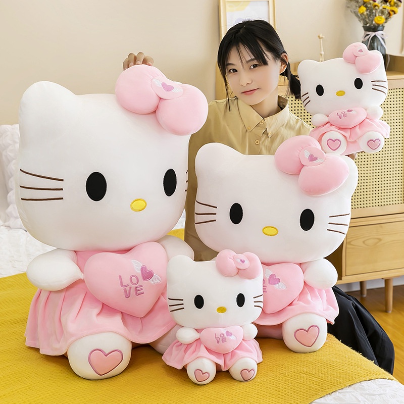 Gấu bông mèo Hello Kitty thiên thần mặc đầm ôm tim siêu kute (25cm ...