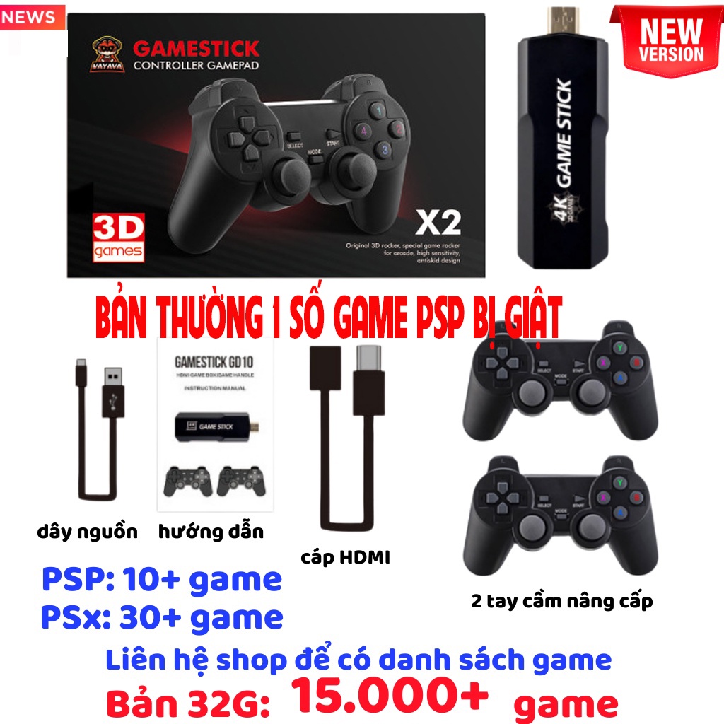 [Chính Hãng] Game Stick 4k Đỏ X2Pro Mới, 41000+ game psp, ps1, 3d ...