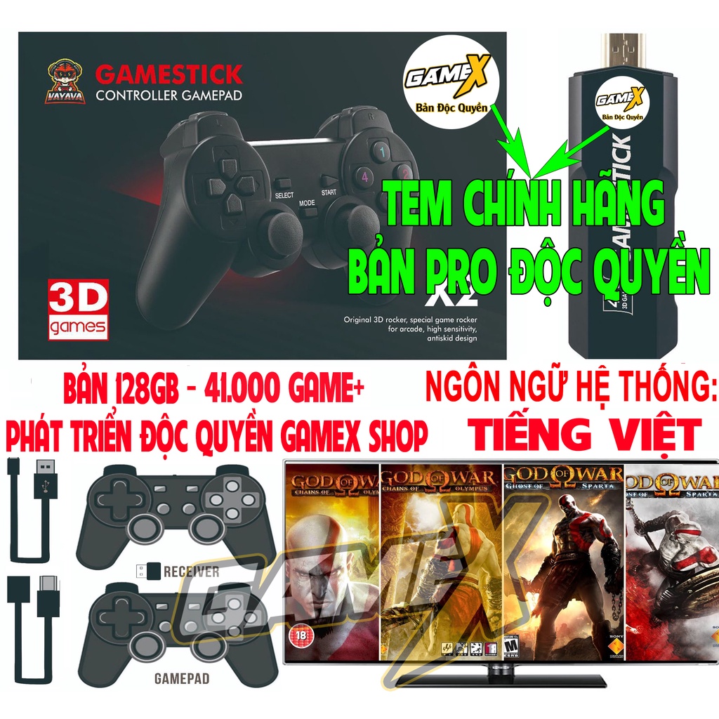 [Chính Hãng] Game Stick 4k Đỏ X2Pro Mới, 41000+ game psp, ps1, 3d ...