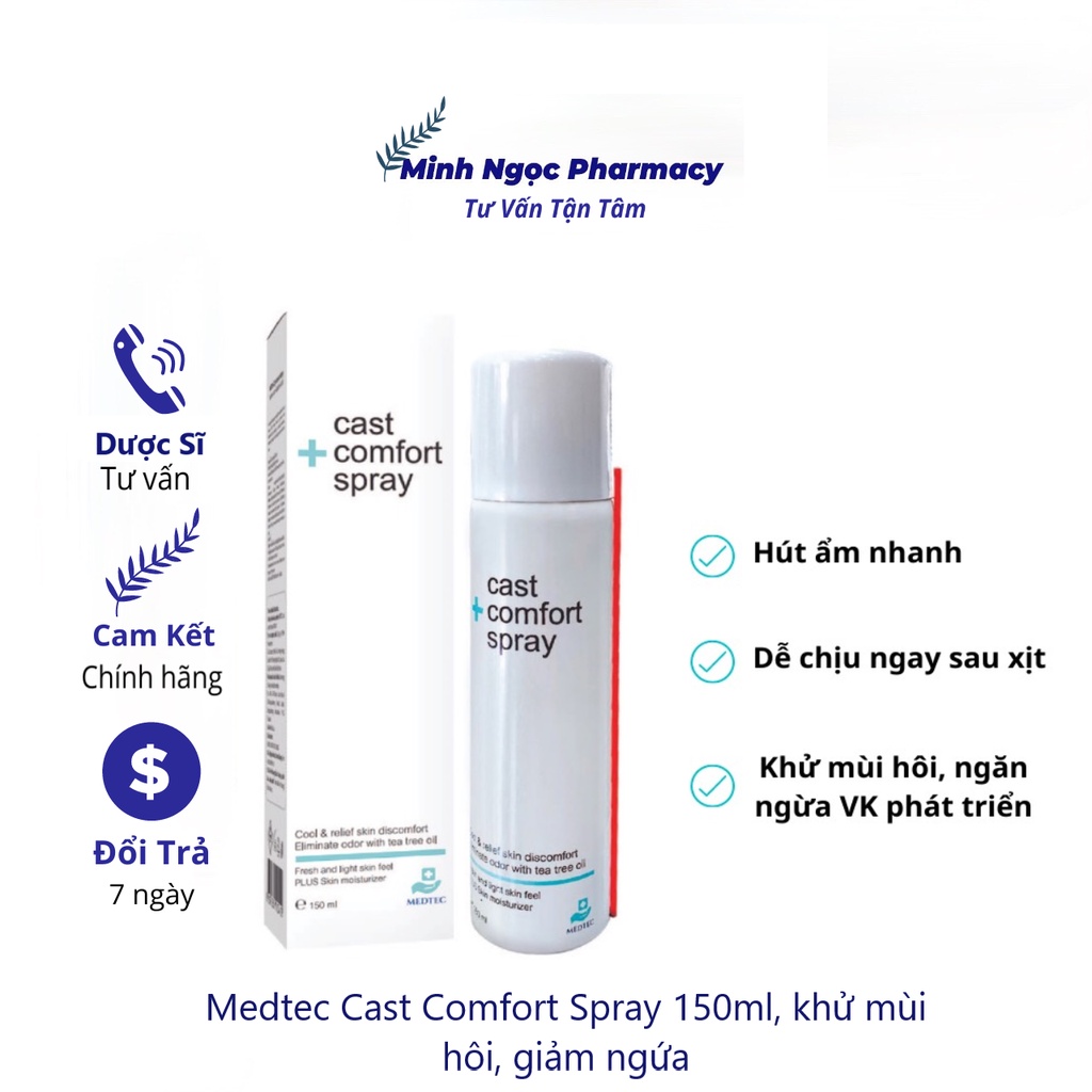 Xịt bó bột Medtec Cast Comfort Spray 150ml, khử mùi hôi, giảm ngứa, ẩm ...