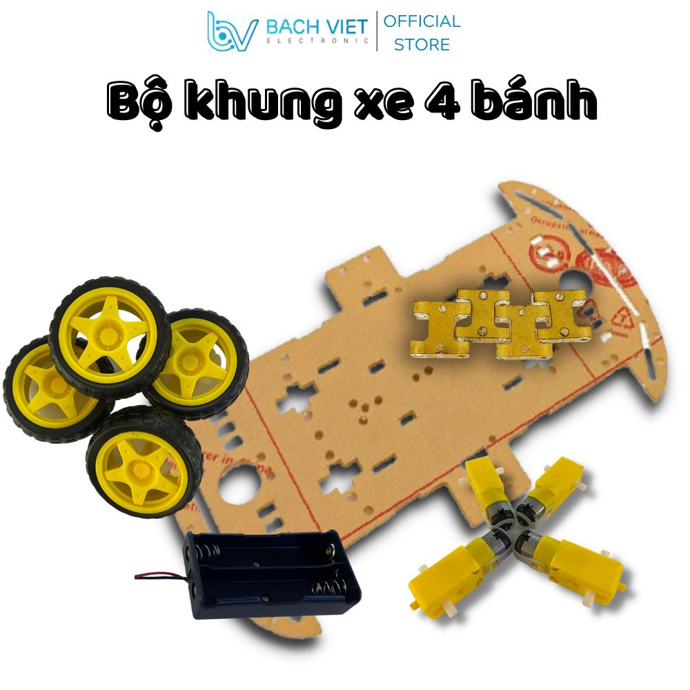 Khung xe robot 2 tầng 4 bánh tự học lập trình điều khiển Arduino ...