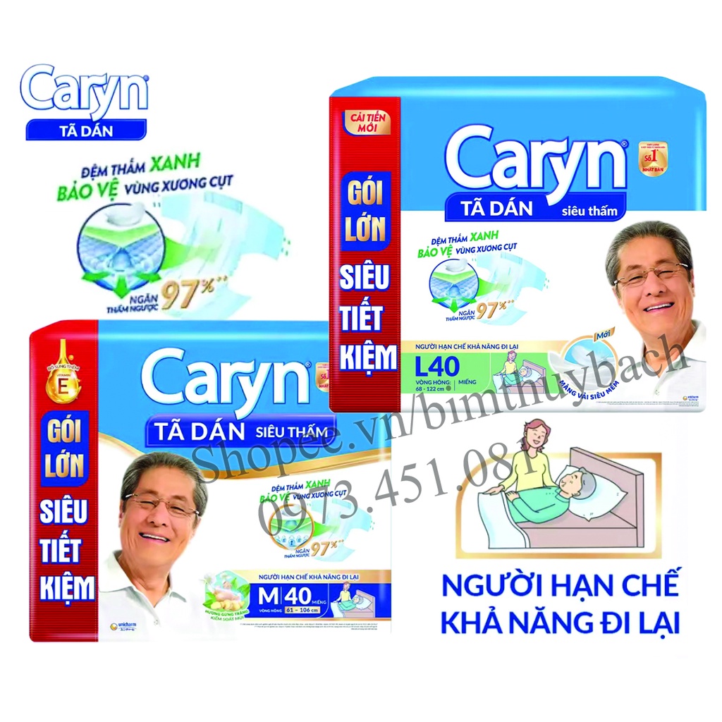 Tã Dán Người Lớn Caryn size M40,L40 | Shopee Việt Nam