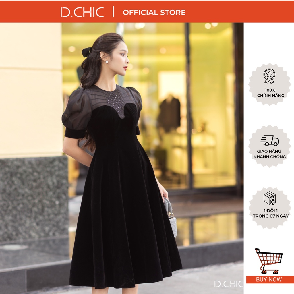 D.CHIC Váy nhung ngực phối tơ trần trám MS: 2813237 | Shopee Việt Nam