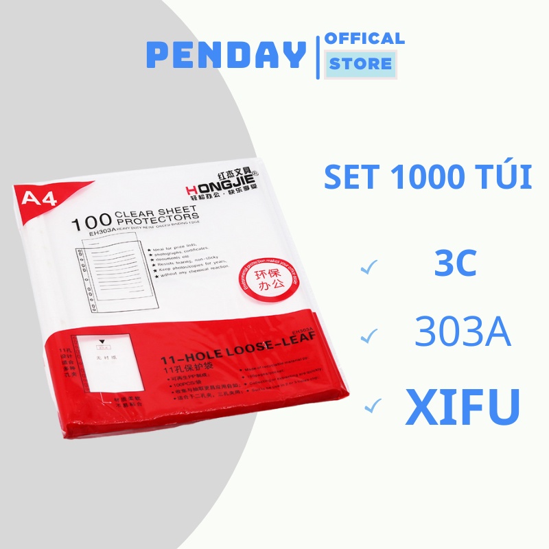 1000 túi đựng tài liệu sơ mi đục lỗ XiFu 303A A4 dùng cho văn phòng ...
