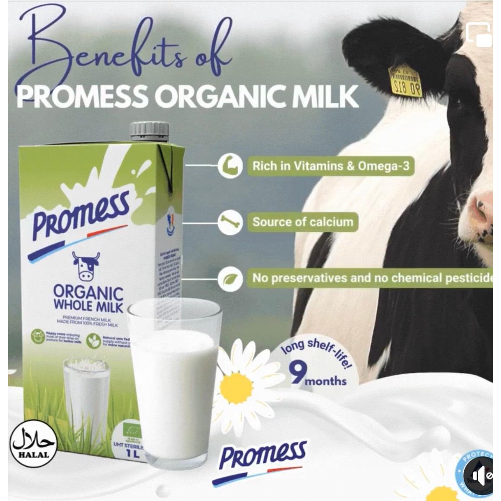 Sữa tươi Promess ORGANIC PHÁP thùng 6 hộp 1 lít | Shopee Việt Nam