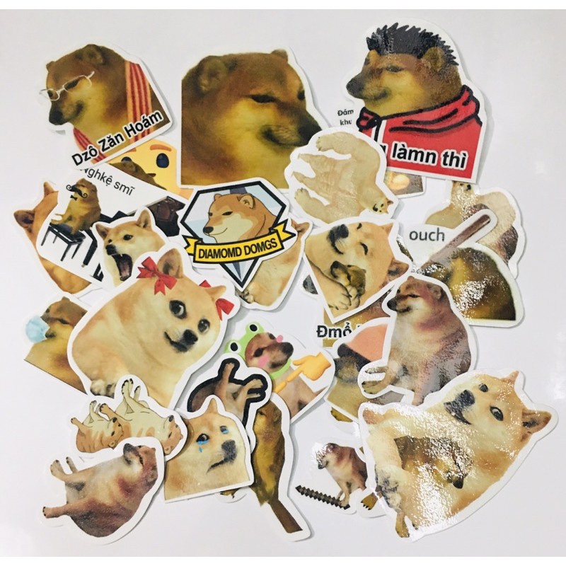 Sticker cheems 30cái ép lụa ảnh khác nhau , Sticker- hình dán shiba ...