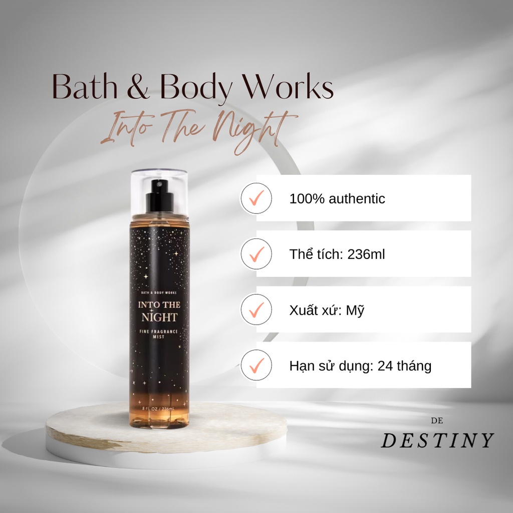 Body mist Into The Night - Xịt thơm toàn thân Bath And Body Works ...