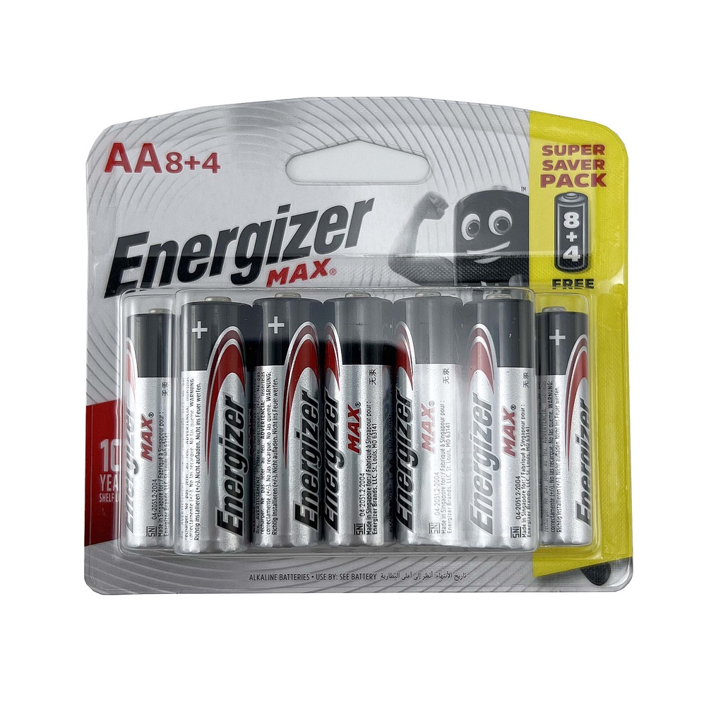 Pin tiểu lớn 2A 1.5V Siêu bền bỉ Energizer Max AA E91 BP8+4 - HÀNG CHÍNH HÃNG | Shopee Việt Nam